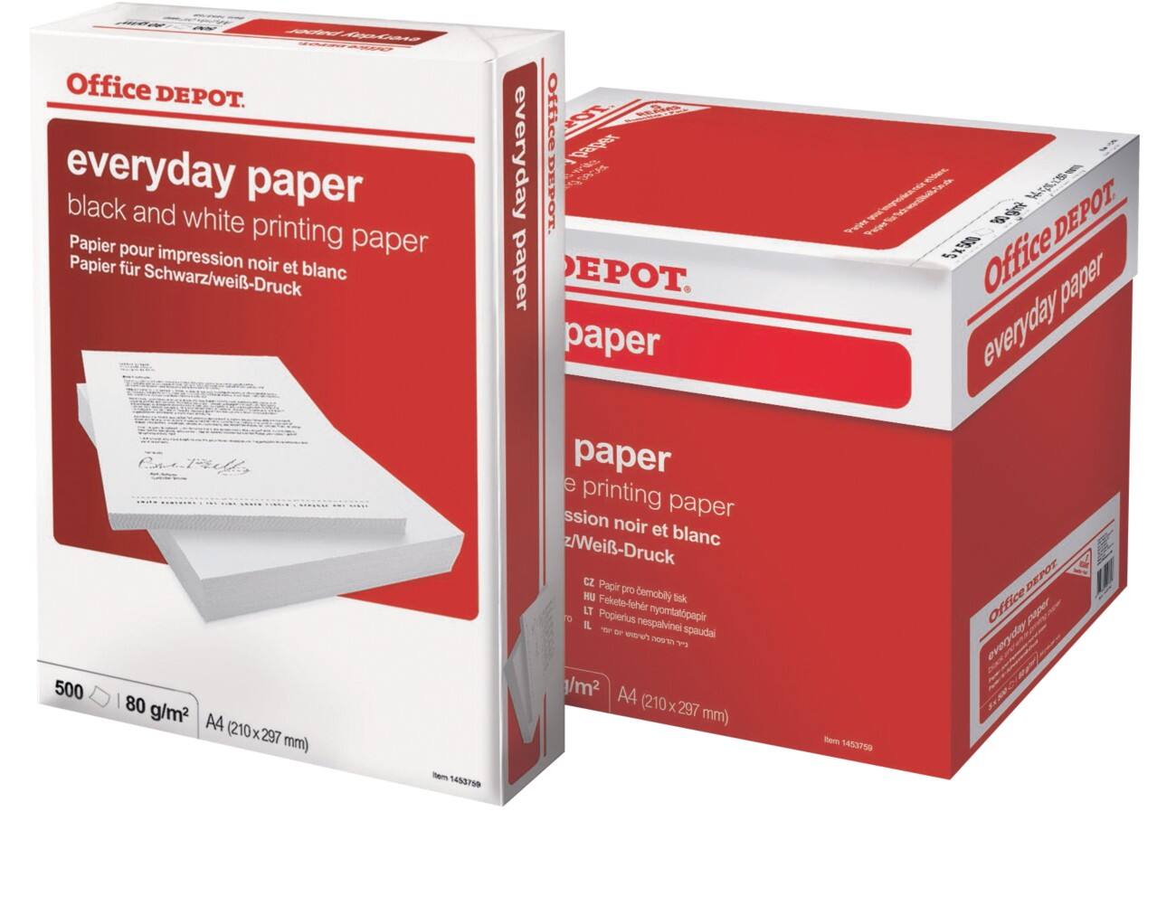 Office Depot Everyday A4 Kopieerpapier Wit 80 g/m² Glad 5 Pakken à 500 ...